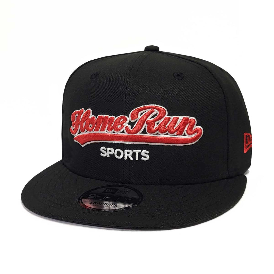HRS New Era Black Script Logo Snapback Hat – Home Run Sports